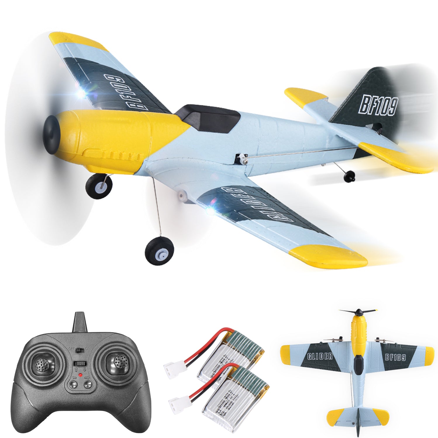 Bezgar RC Plane, 6-Axis Gyro Remote Control Airplane with LED Lights ...