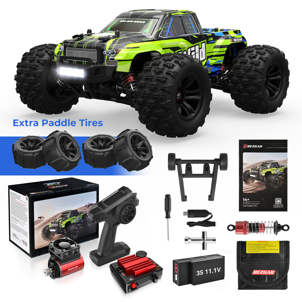 1/16 Brushless RC Car, 4WD Off-Road RC Truck - BEZGAR® HP161S