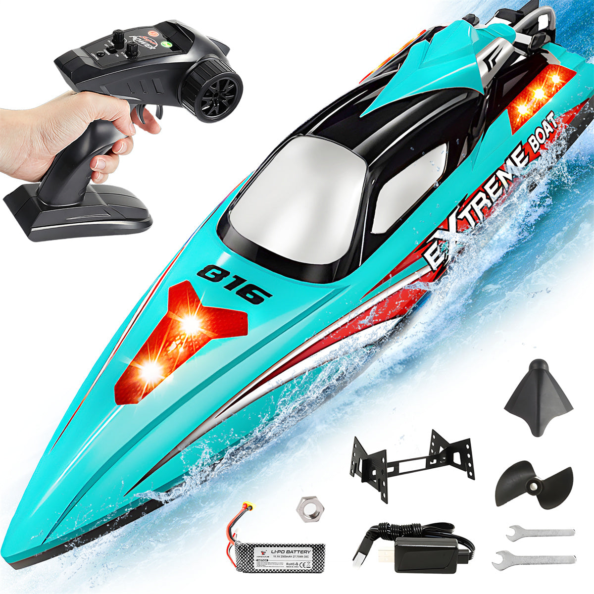 Bezgar 18 inch Large Size Fast RC Boat with 2500mAh Battery (35 MPH ...